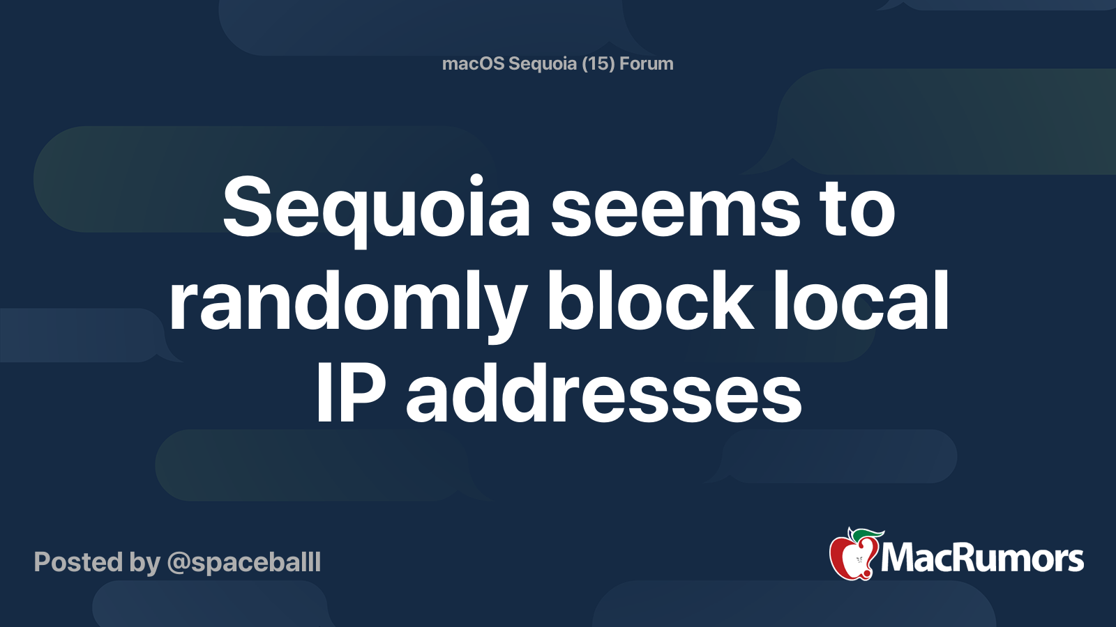 Sequoia seems to randomly block local IP addresses | MacRumors Forums