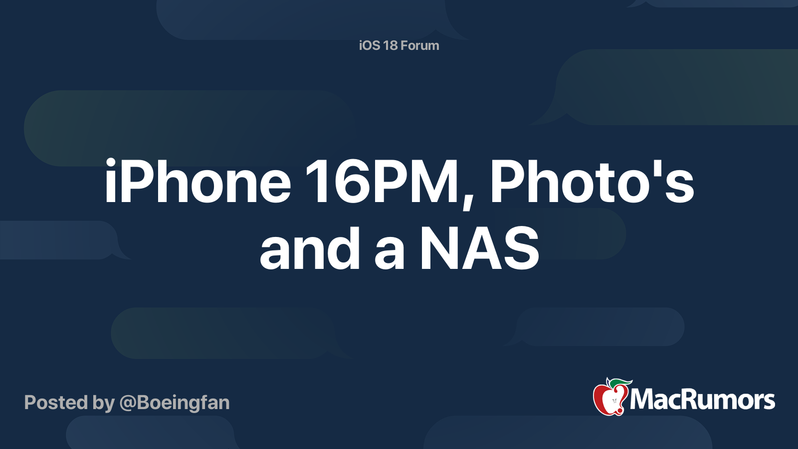 iPhone 16PM, Photo's and a NAS | MacRumors Forums