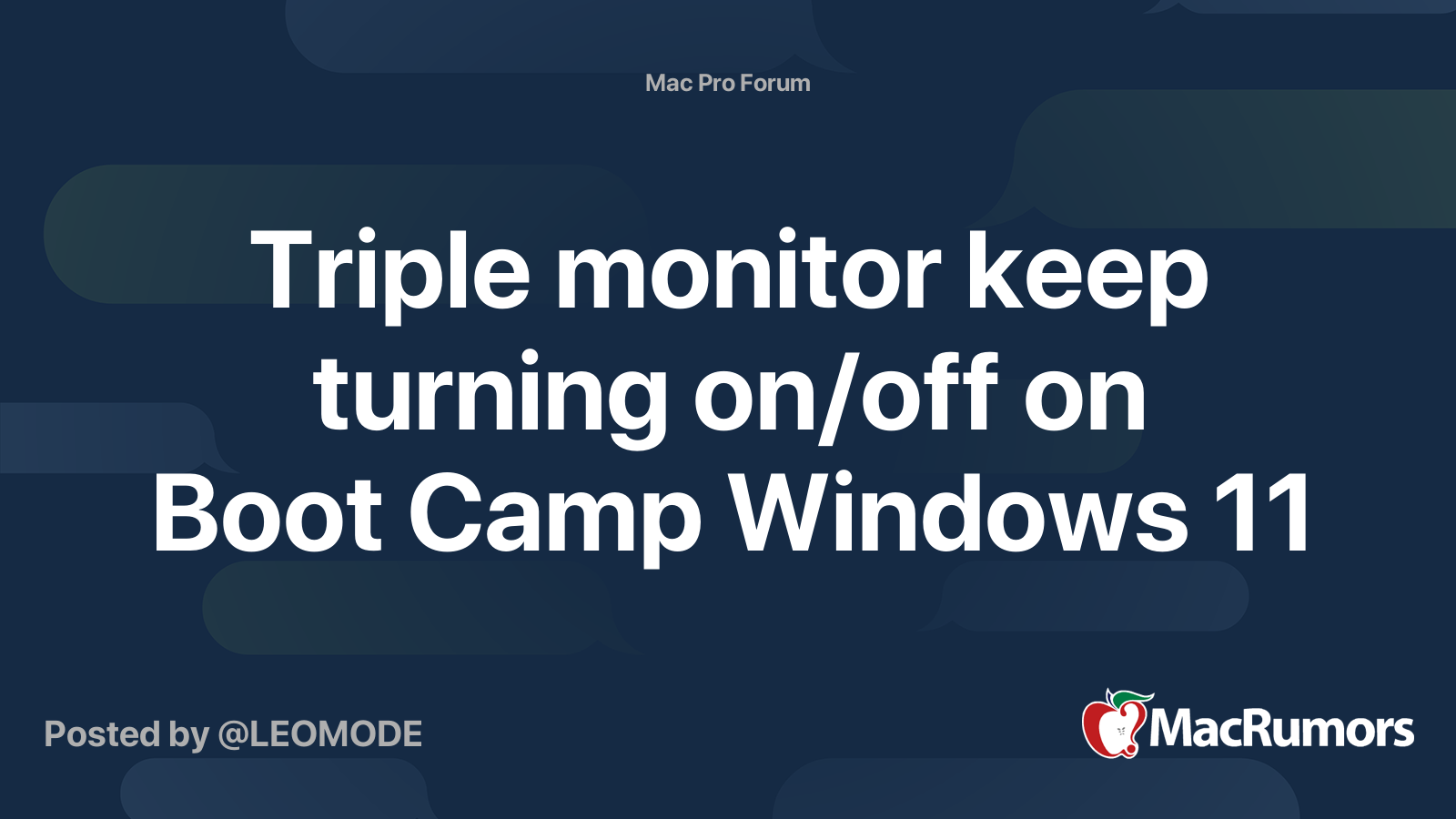 Triple monitor keep turning on/off on Boot Camp Windows 11 | MacRumors Forums