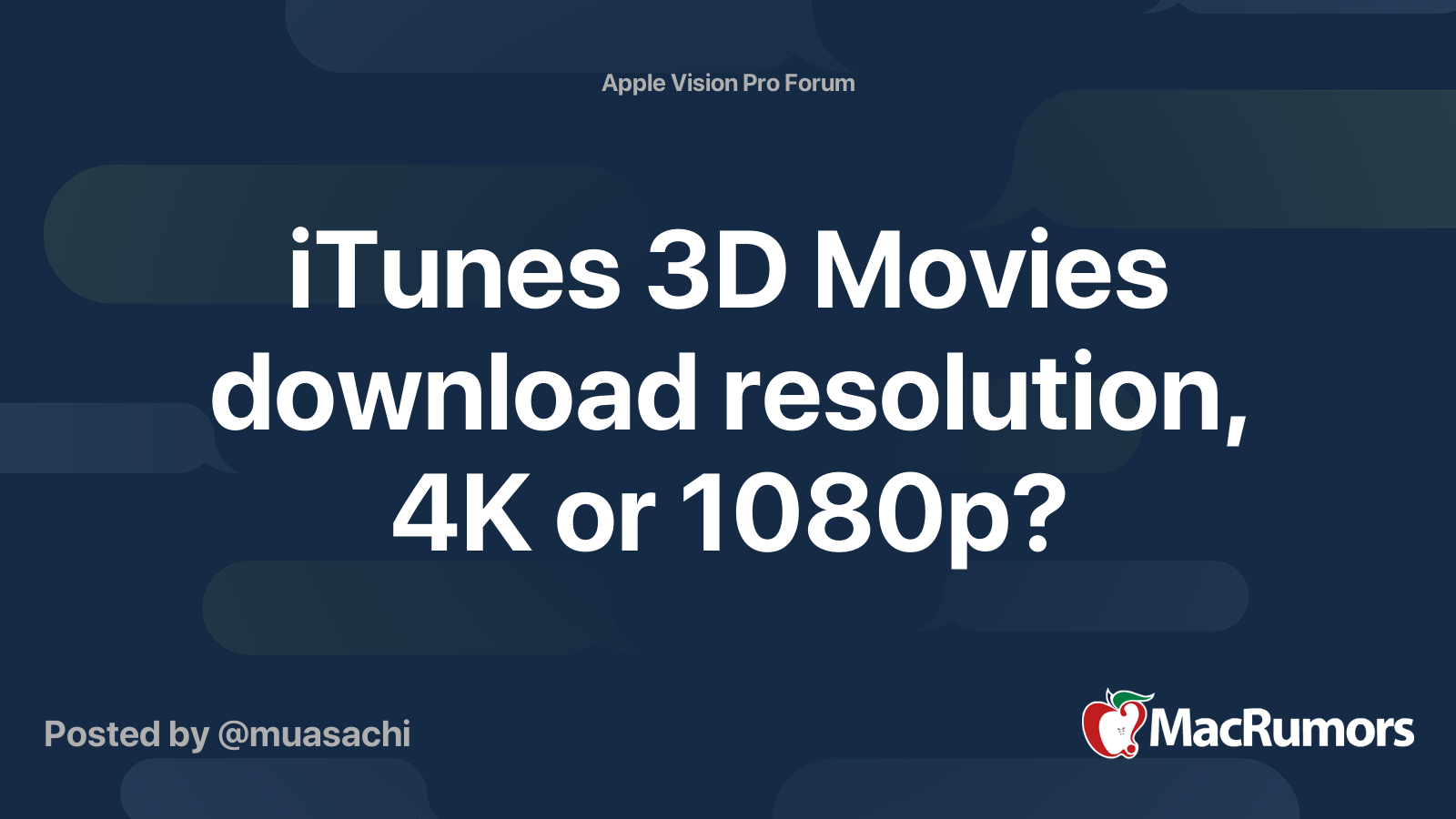 iTunes 3D Movies download resolution, 4K or 1080p? | MacRumors Forums