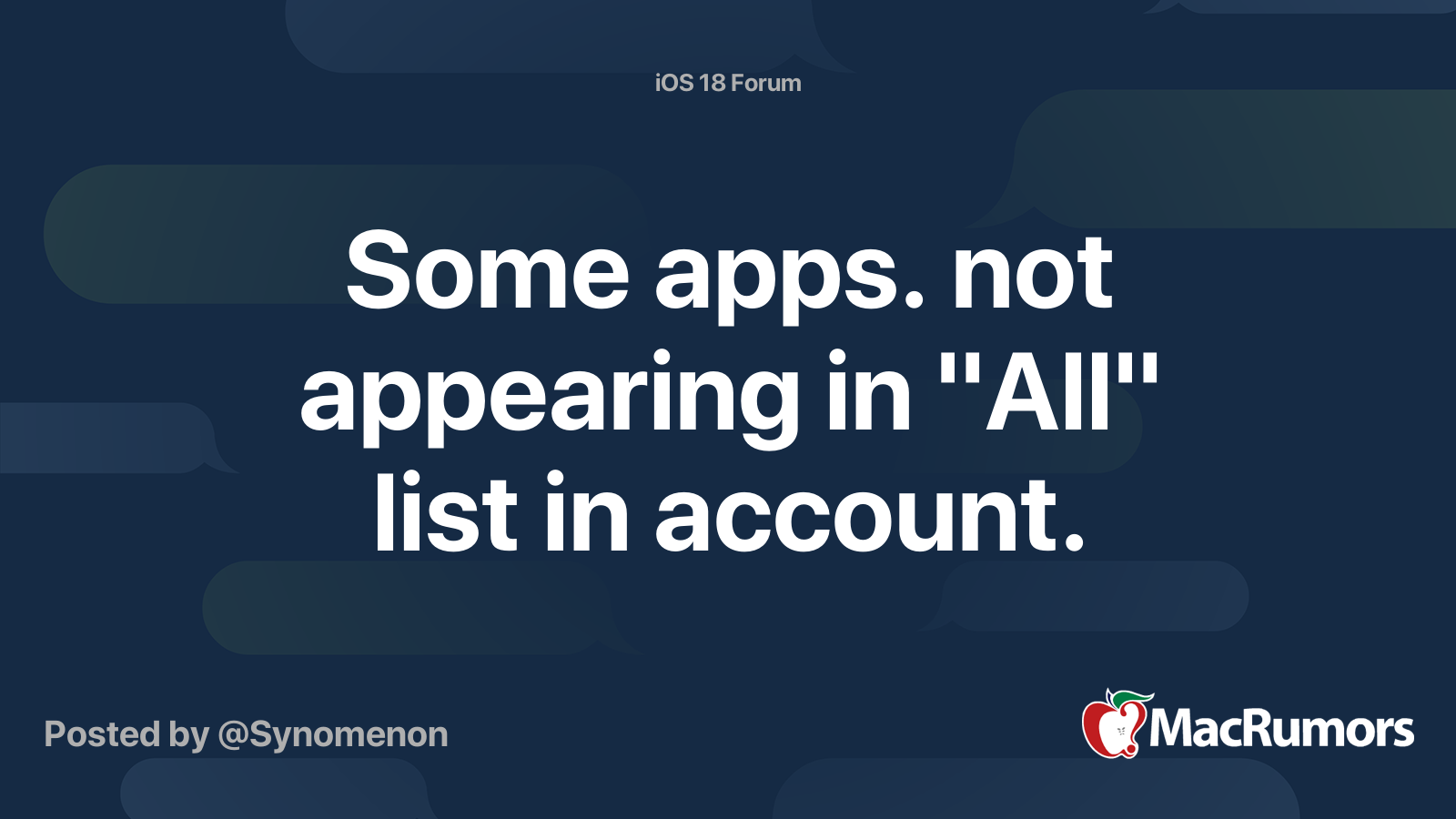 Some apps. not appearing in "All" list in account. | MacRumors Forums