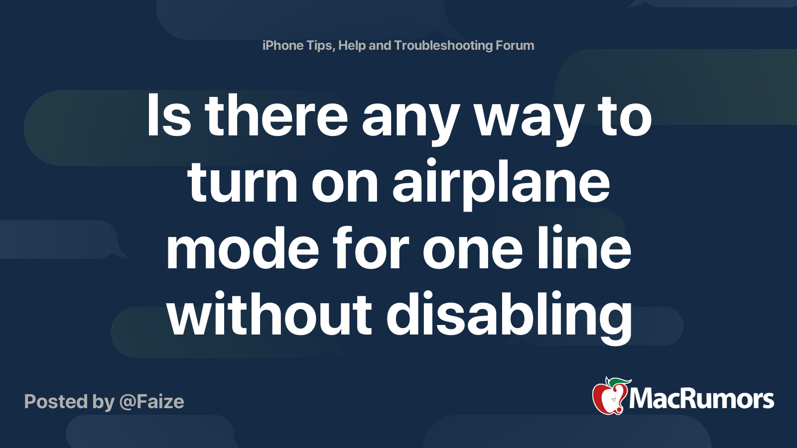 Is there any way to turn on airplane mode for one line without ...
