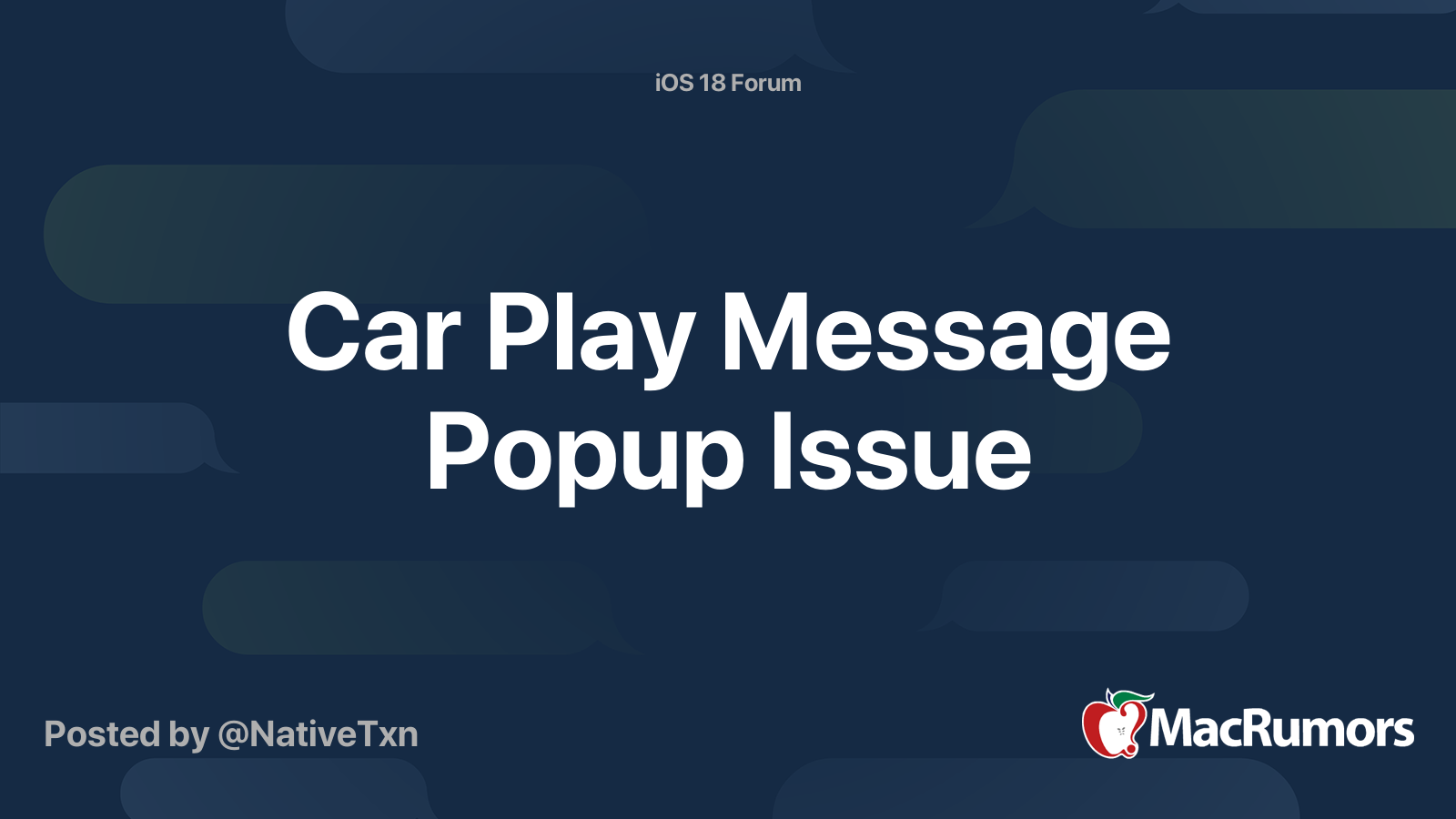 Car Play Message Popup Issue | MacRumors Forums