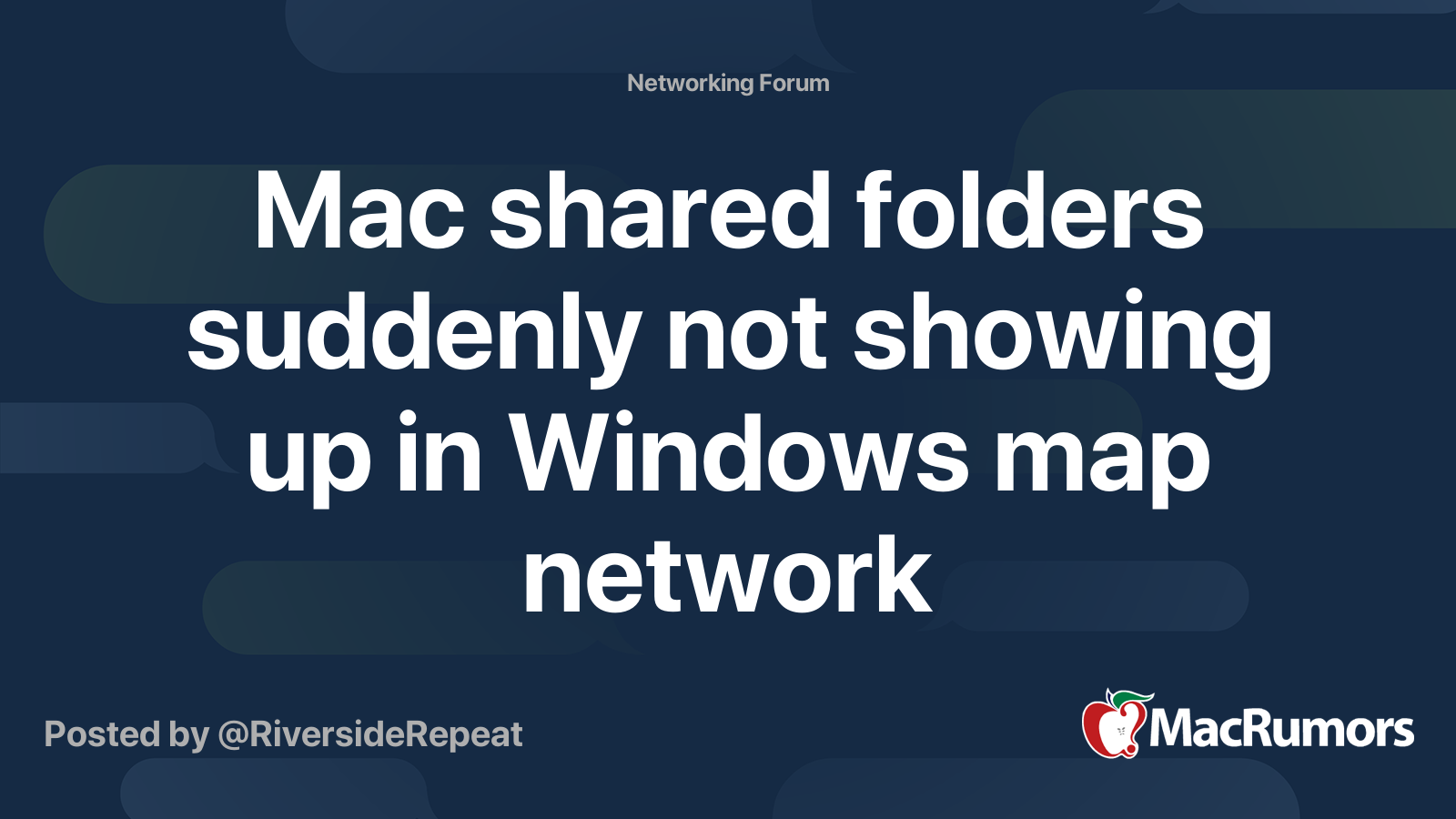 Mac shared folders suddenly not showing up in Windows map network | MacRumors Forums