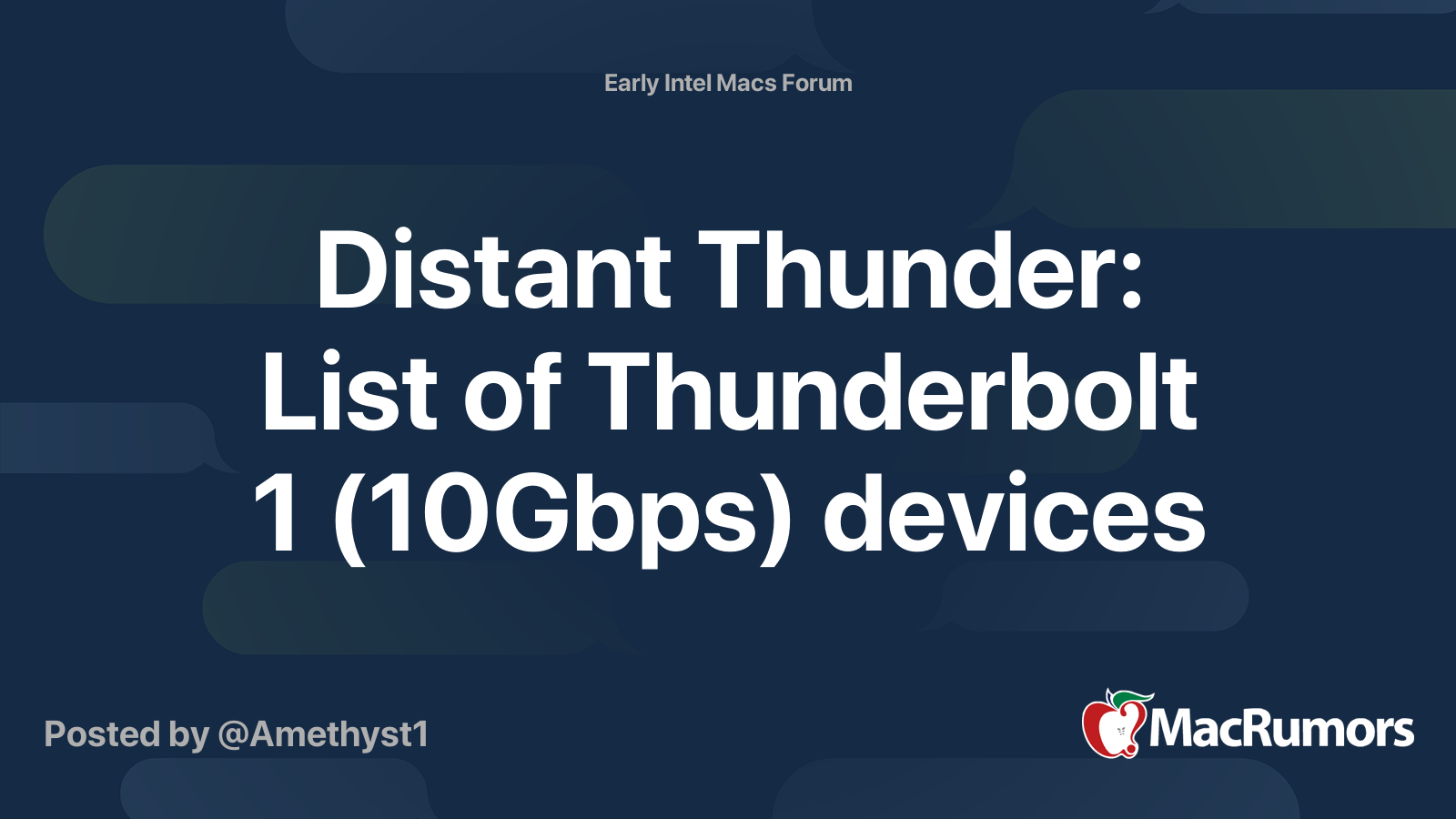 Distant Thunder: List of Thunderbolt 1 (10Gbps) devices | MacRumors Forums