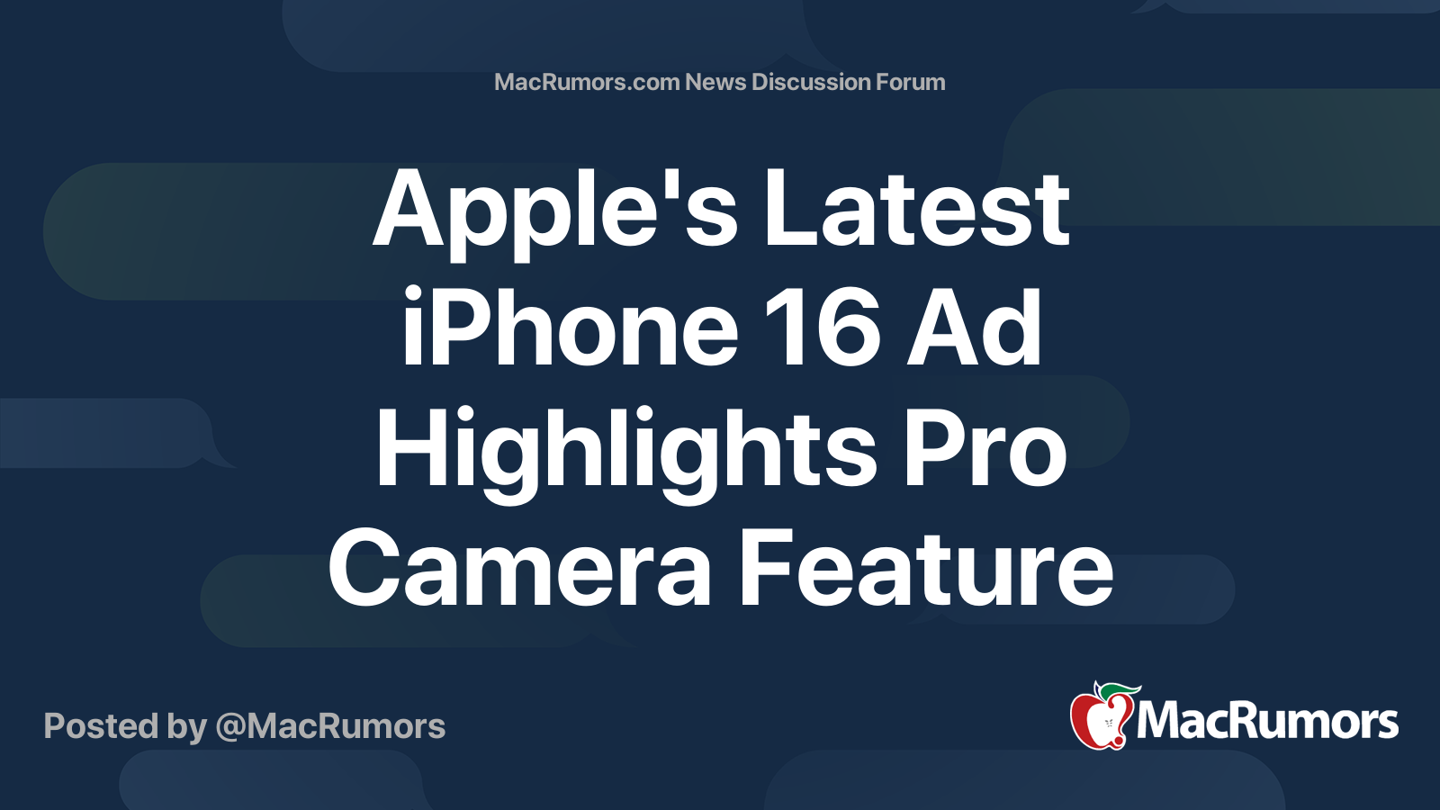 Apple's Latest iPhone 16 Ad Highlights Pro Camera Feature | MacRumors ...
