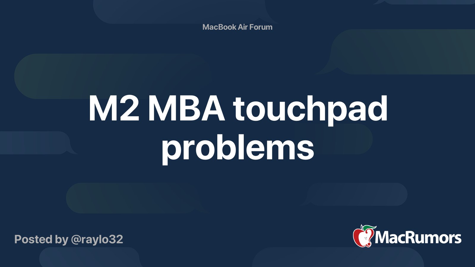 M2 MBA touchpad problems | MacRumors Forums