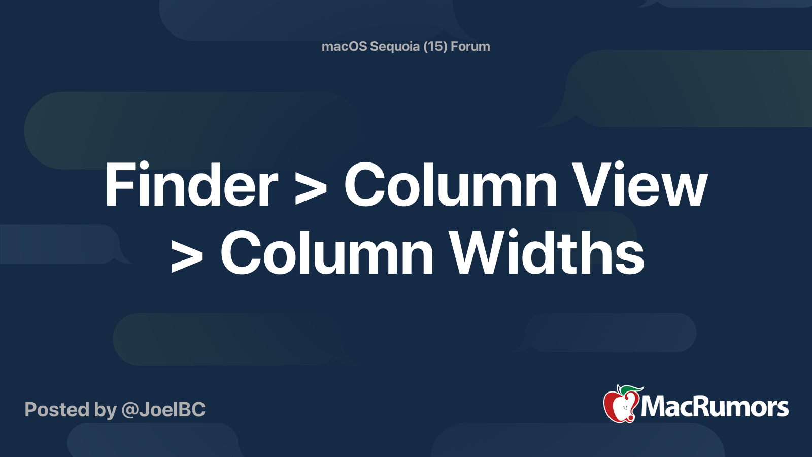 Finder > Column View > Column Widths | MacRumors Forums