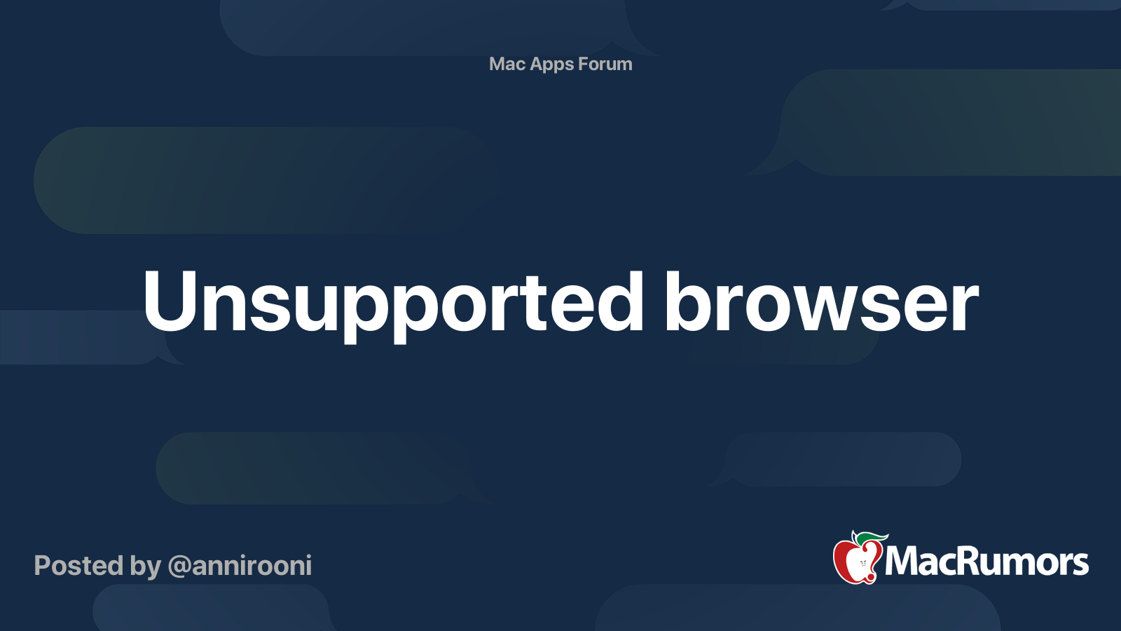 Unsupported browser | MacRumors Forums