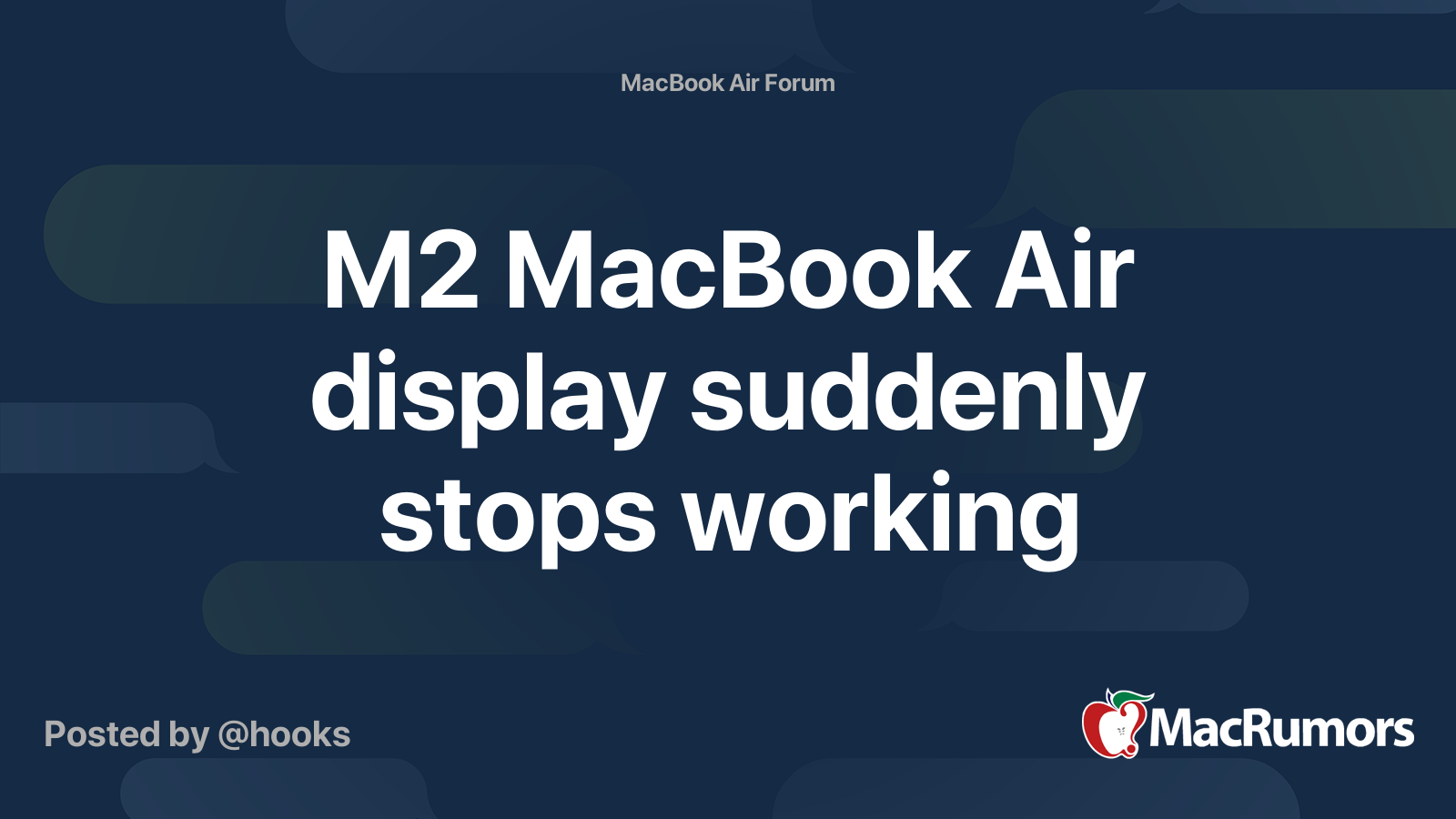 M2 MacBook Air display suddenly stops working | MacRumors Forums