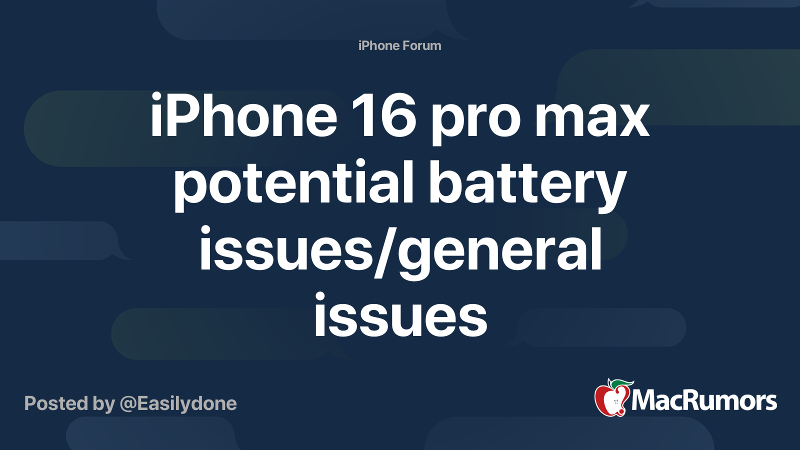 iPhone 16 pro max potential battery issues/general issues | MacRumors Forums
