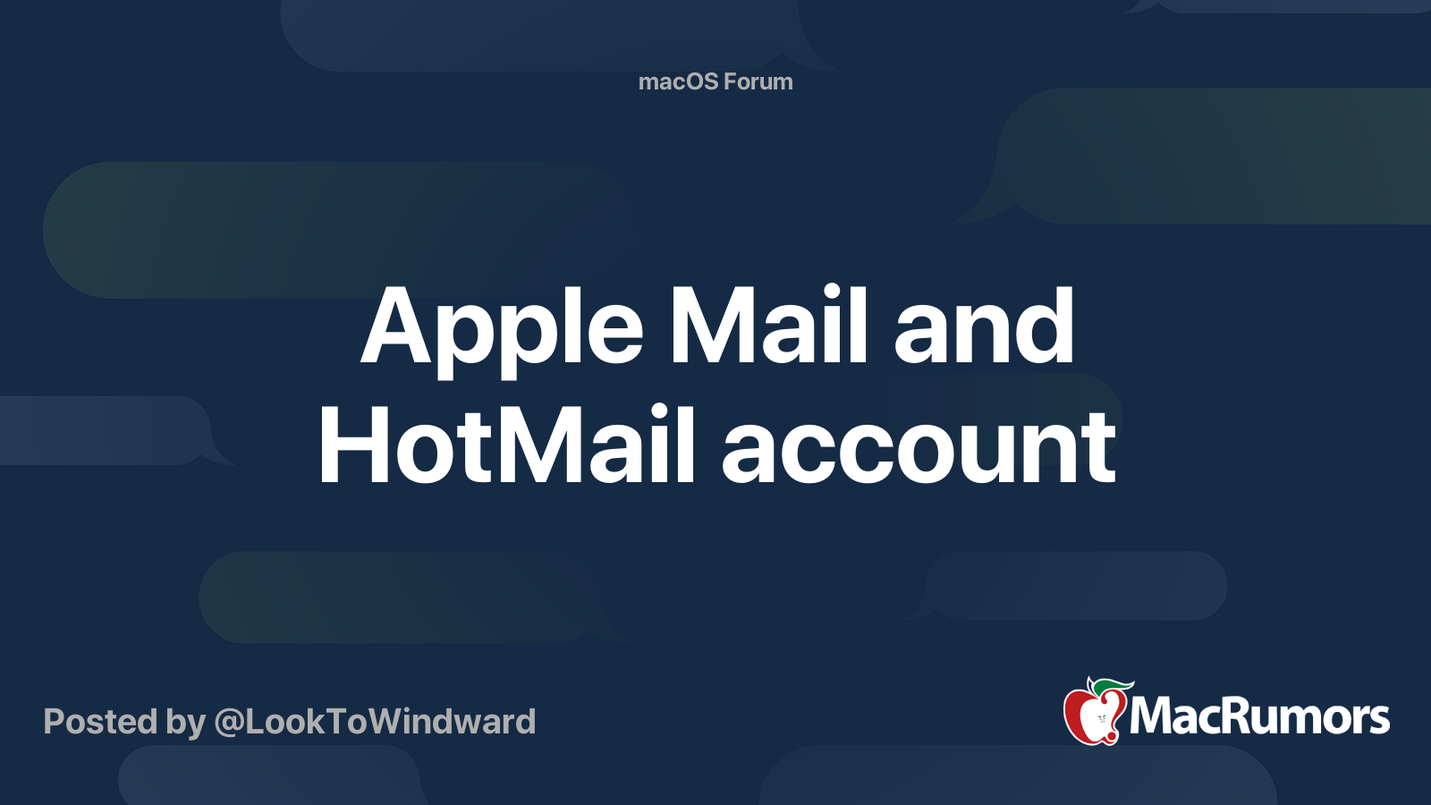 Apple Mail and HotMail account | MacRumors Forums