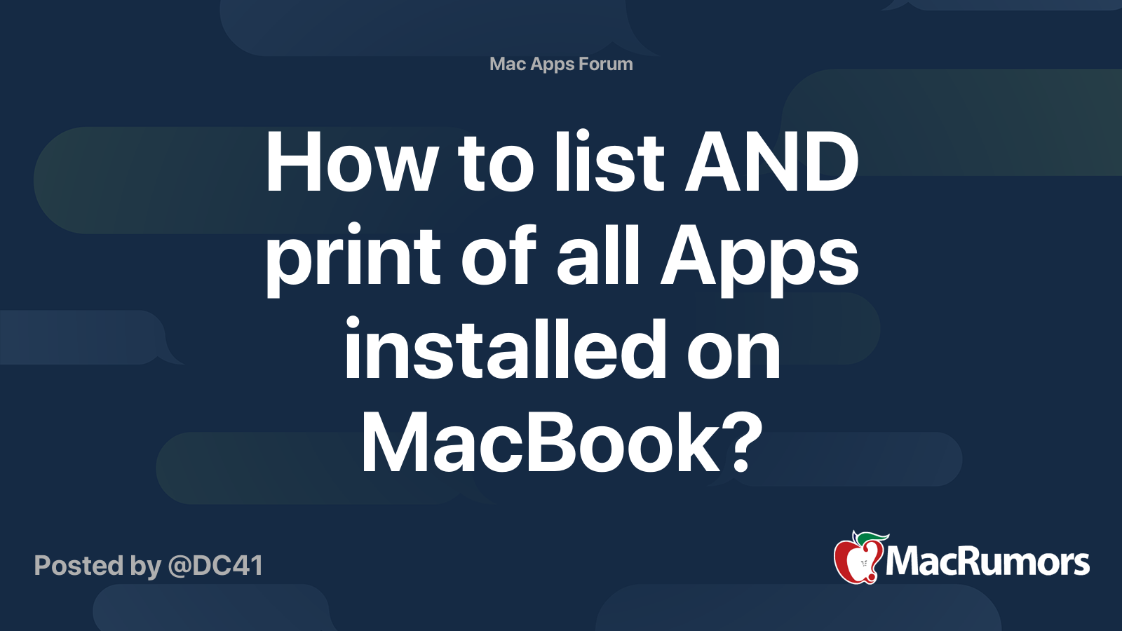How to list AND print of all Apps installed on MacBook? | MacRumors Forums
