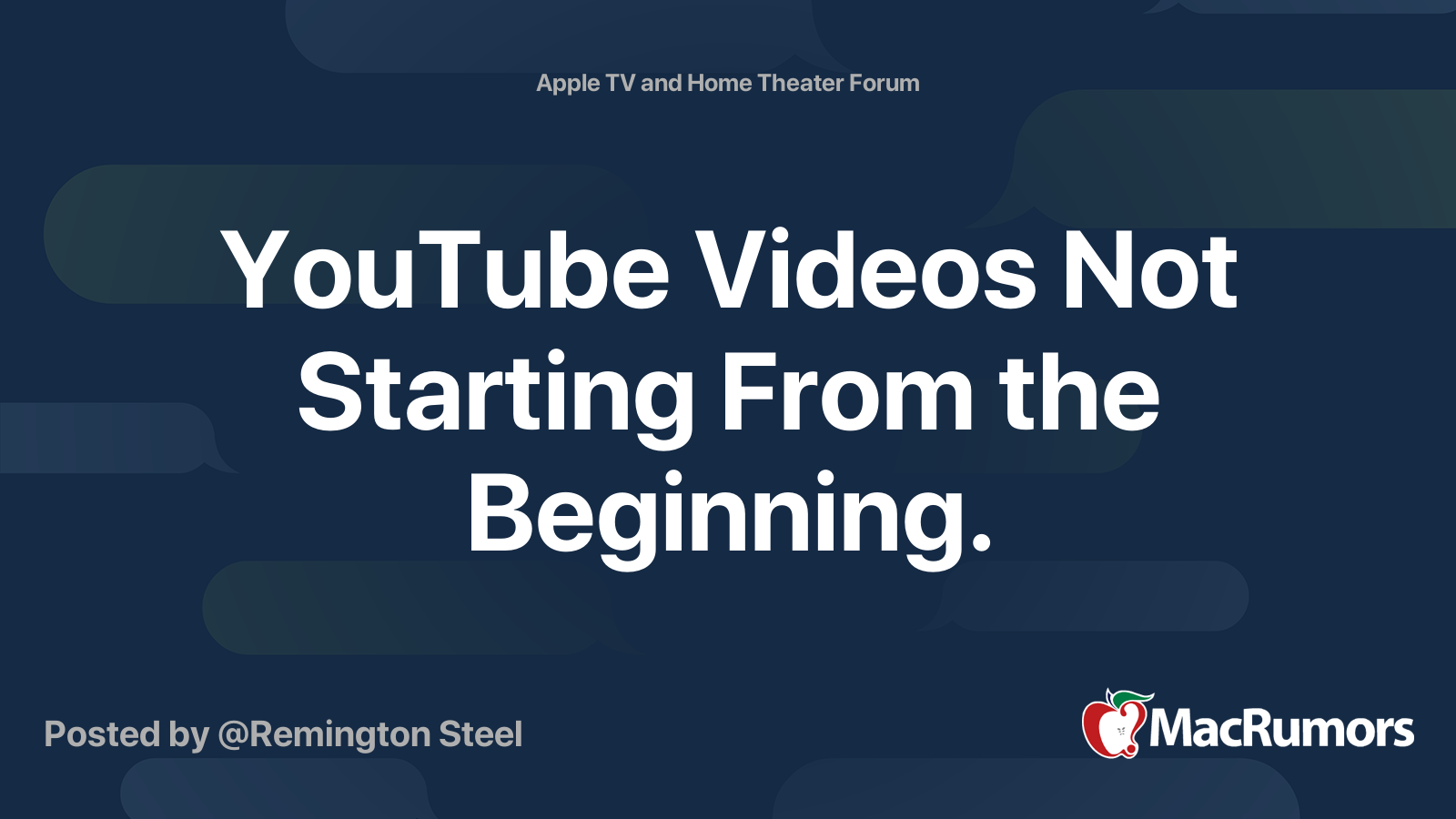 YouTube Videos Not Starting From the Beginning. | MacRumors Forums
