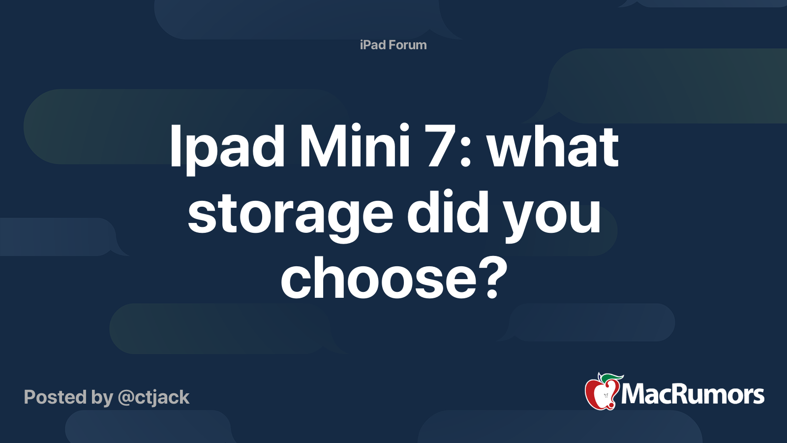 Ipad Mini 7: what storage did you choose? | MacRumors Forums