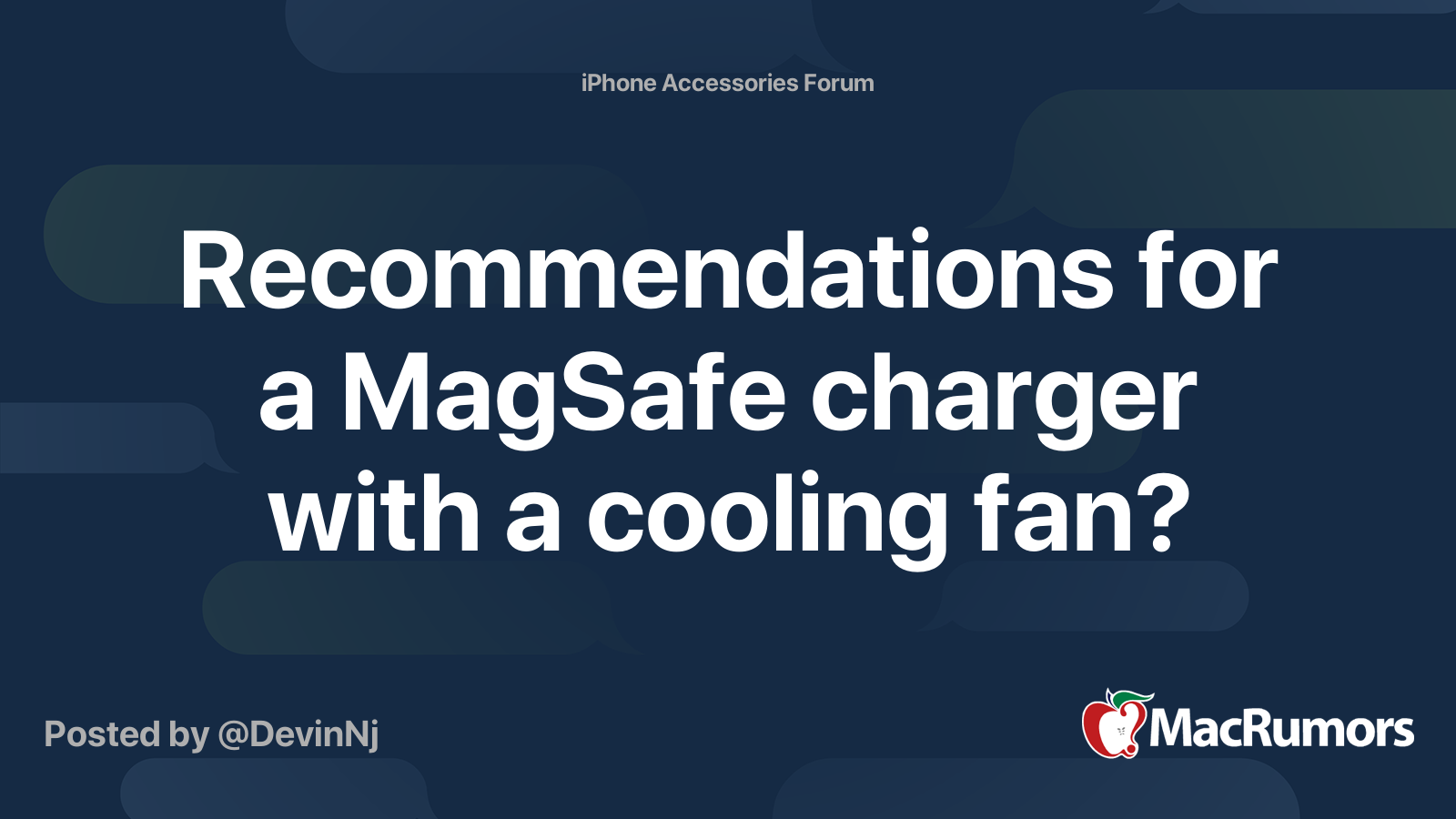 Recommendations for a MagSafe charger with a cooling fan? | MacRumors ...