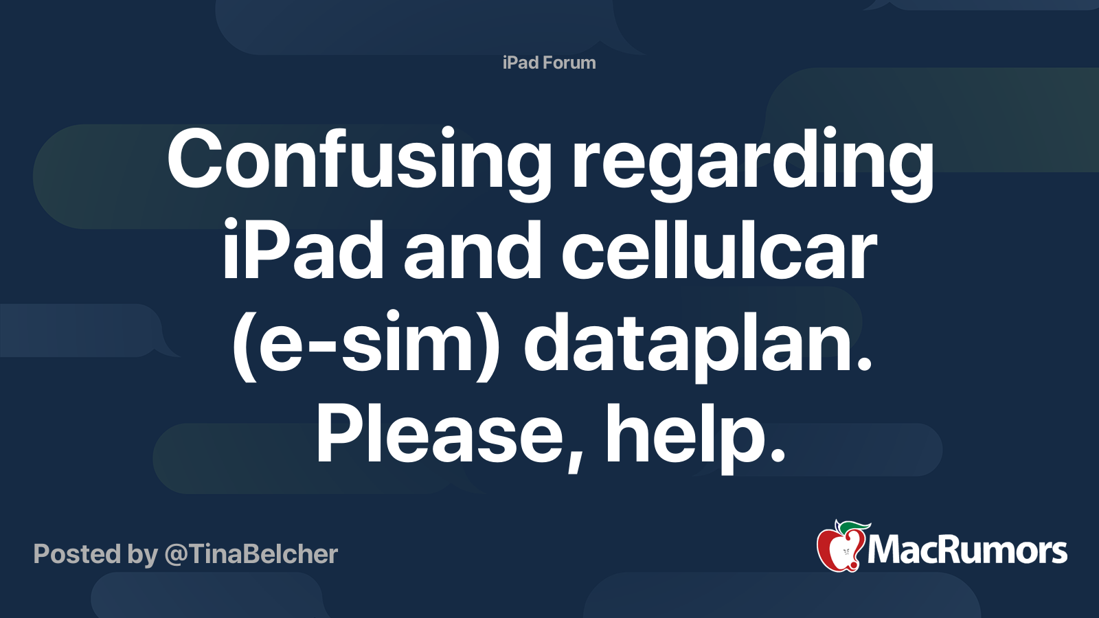 Confusing regarding iPad and cellulcar (e-sim) dataplan. Please, help. | MacRumors Forums