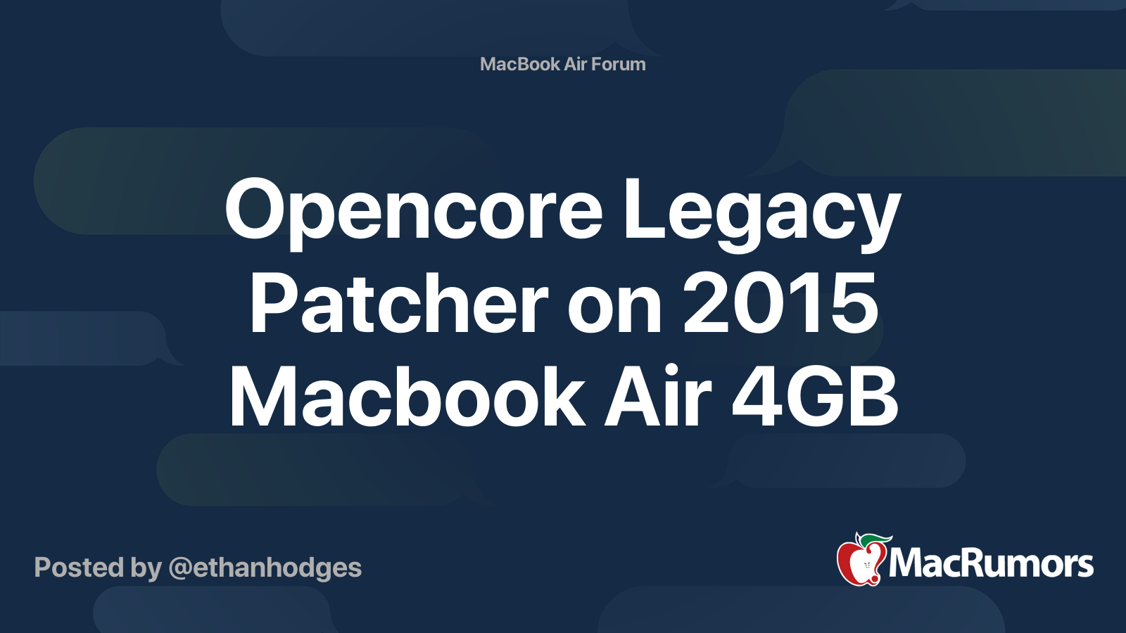 Opencore Legacy Patcher on 2015 Macbook Air 4GB | MacRumors Forums