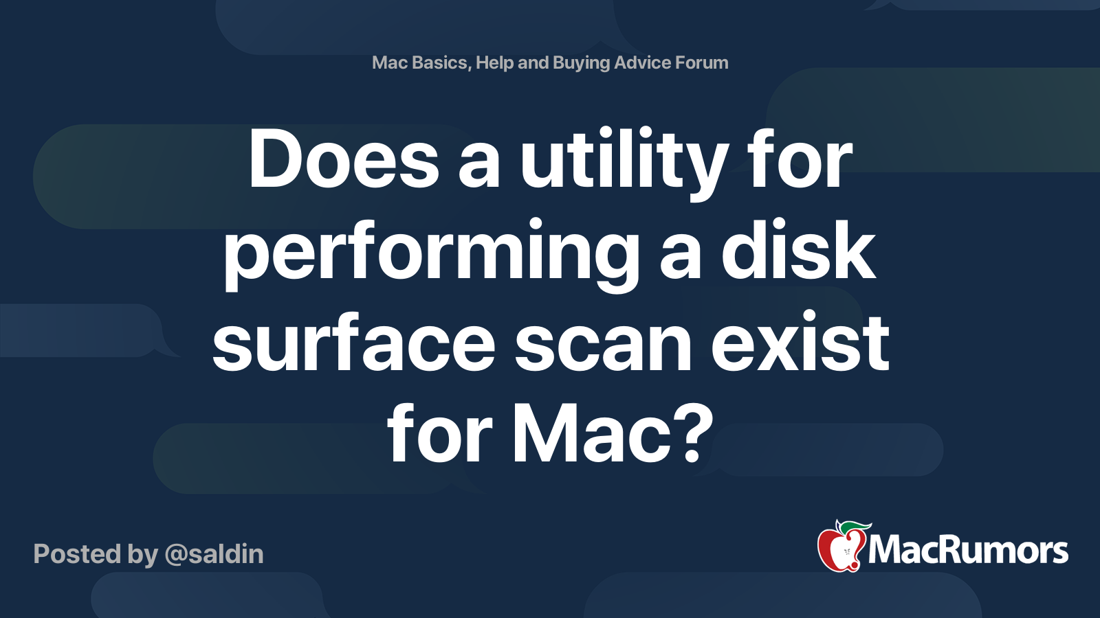 Does a utility for performing a disk surface scan exist for Mac? | MacRumors Forums