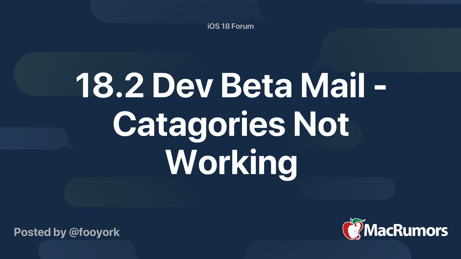 18.2 Dev Beta Mail - Catagories Not Working | MacRumors Forums