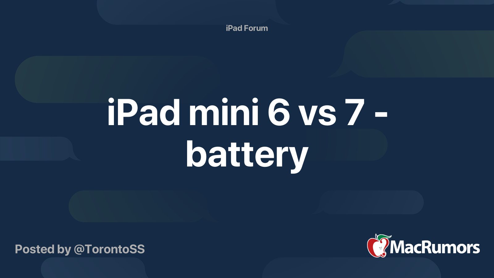 iPad mini 6 vs 7 - battery | MacRumors Forums