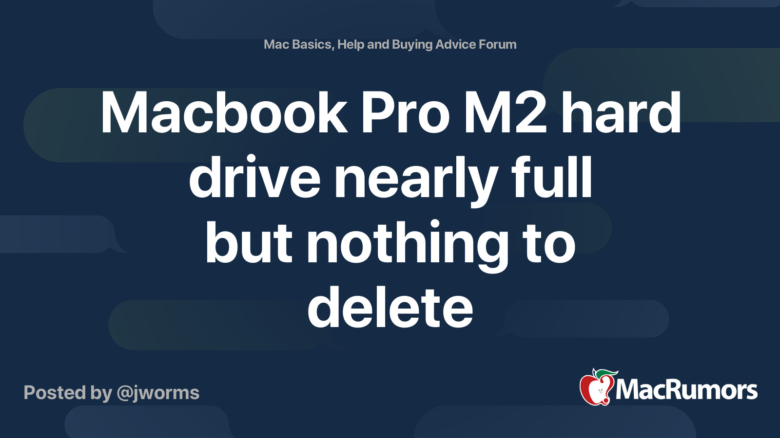 Macbook Pro M2 hard drive nearly full but nothing to delete | MacRumors Forums