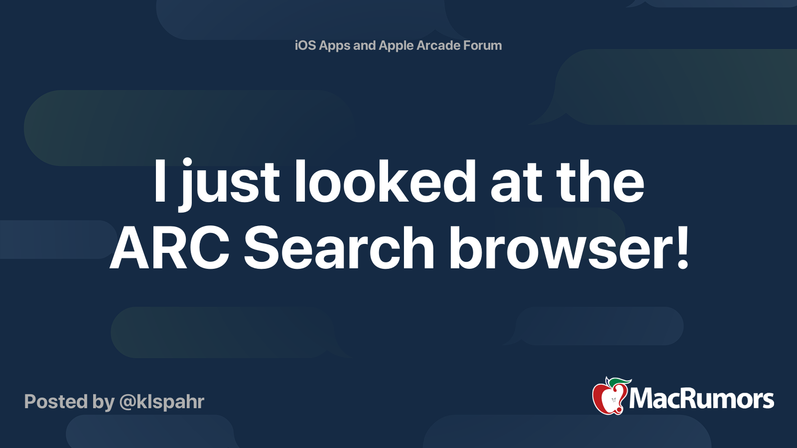 I just looked at the ARC Search browser! | MacRumors Forums