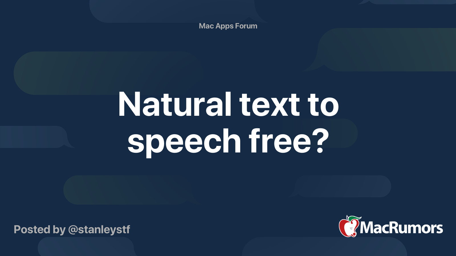Natural text to speech free? | MacRumors Forums