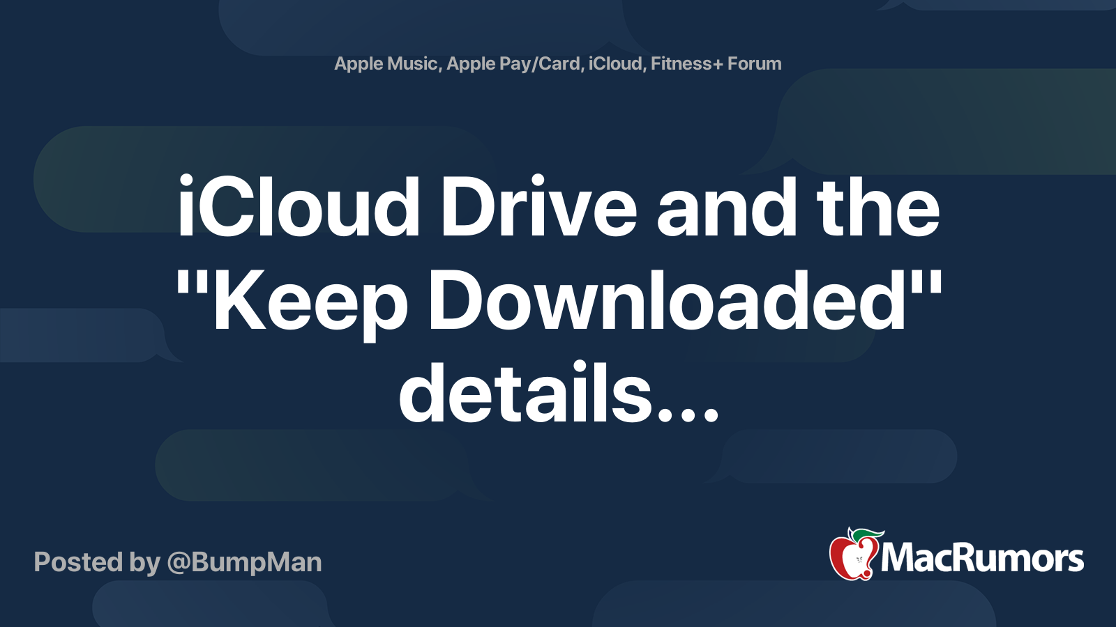 iCloud Drive and the "Keep Downloaded" details... | MacRumors Forums
