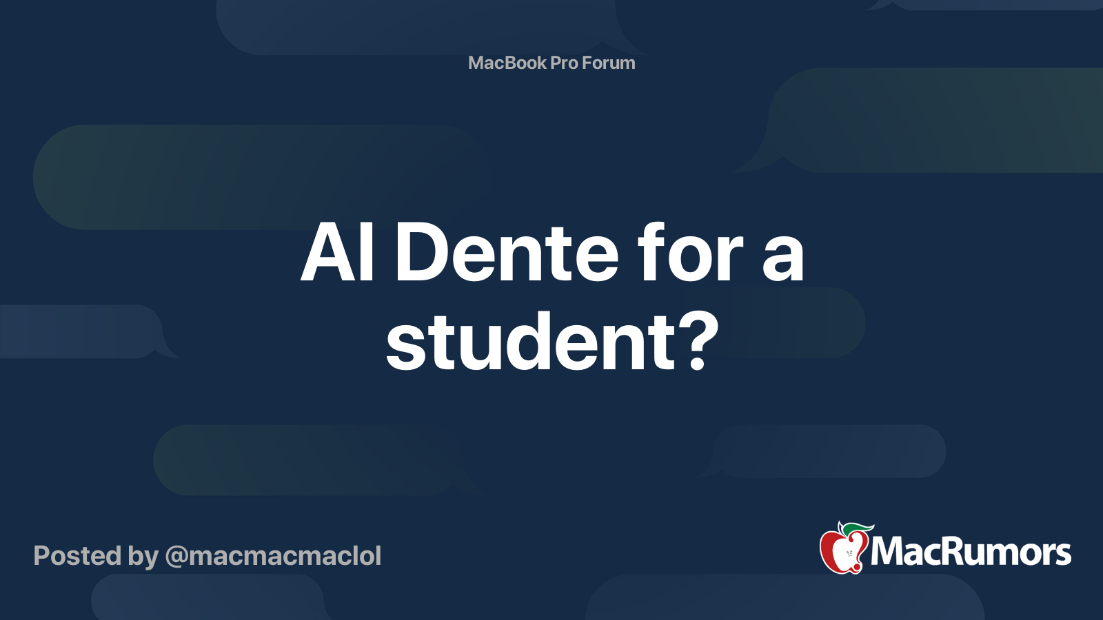 Al Dente for a student? | MacRumors Forums