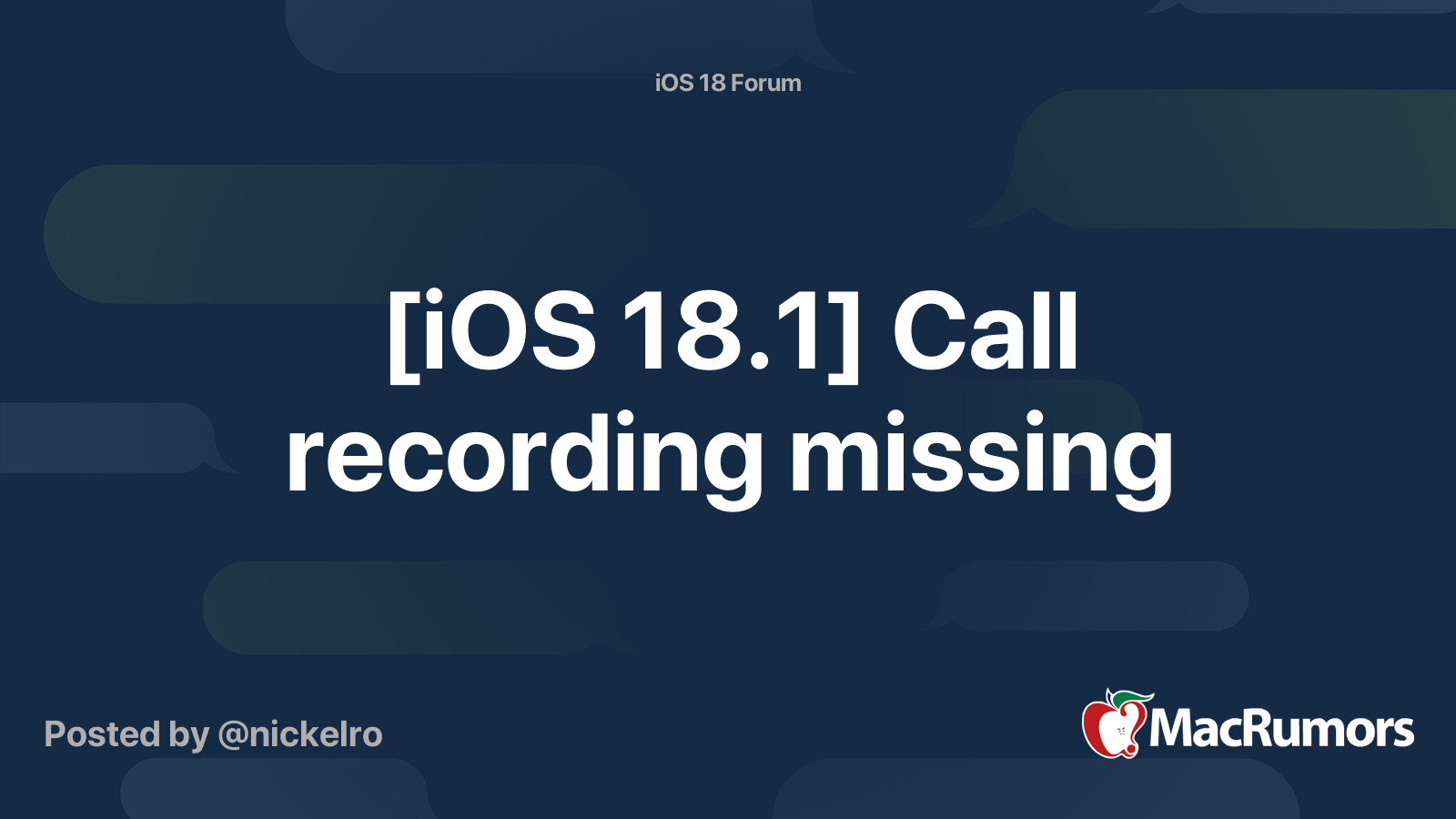 [iOS 18.1] Call recording missing | MacRumors Forums