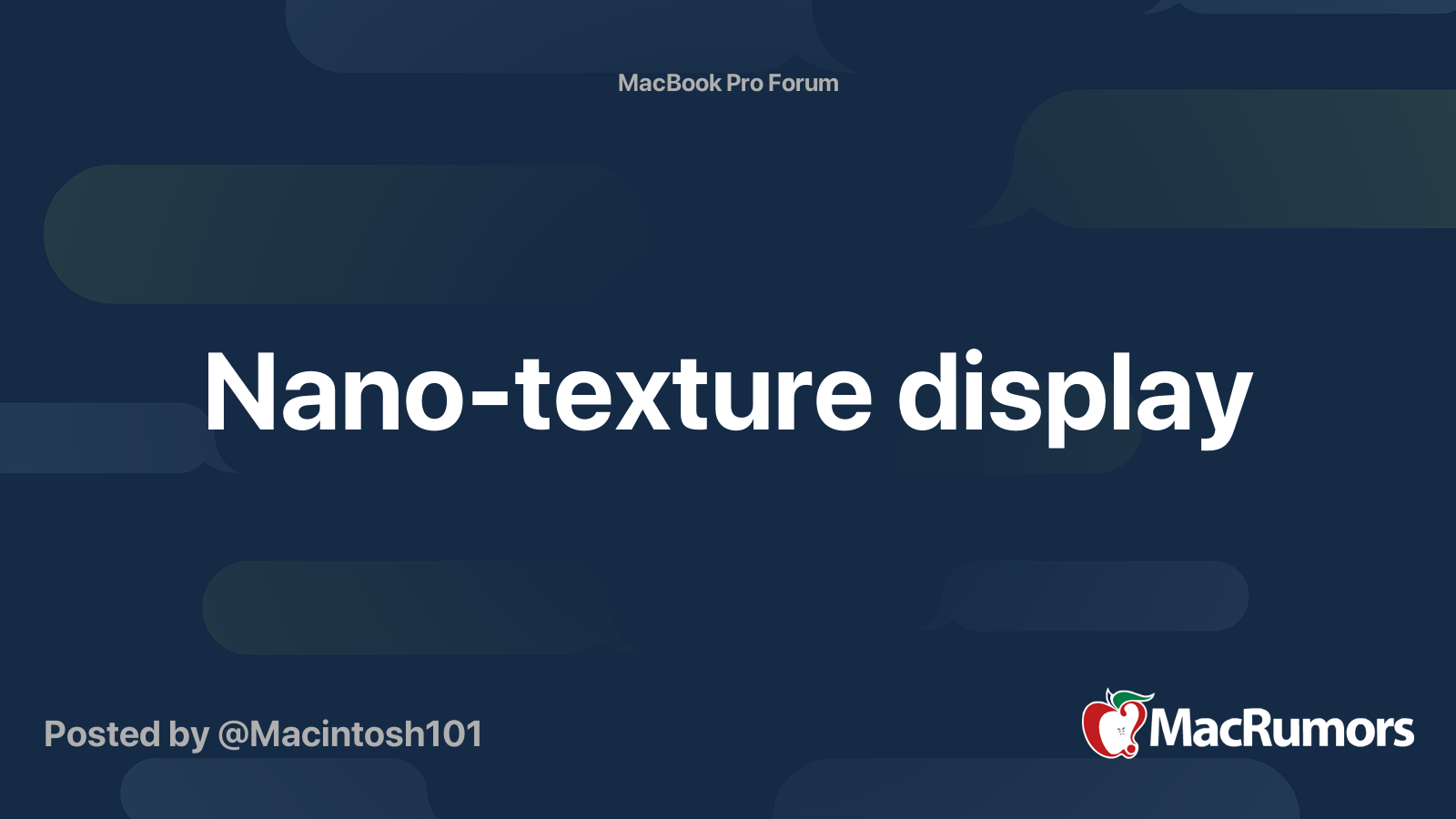 Nano-texture display | MacRumors Forums