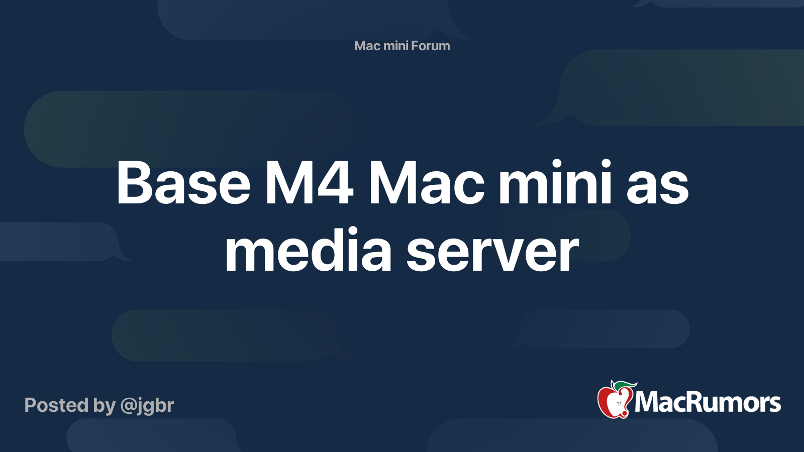 Base M4 Mac mini as media server | MacRumors Forums