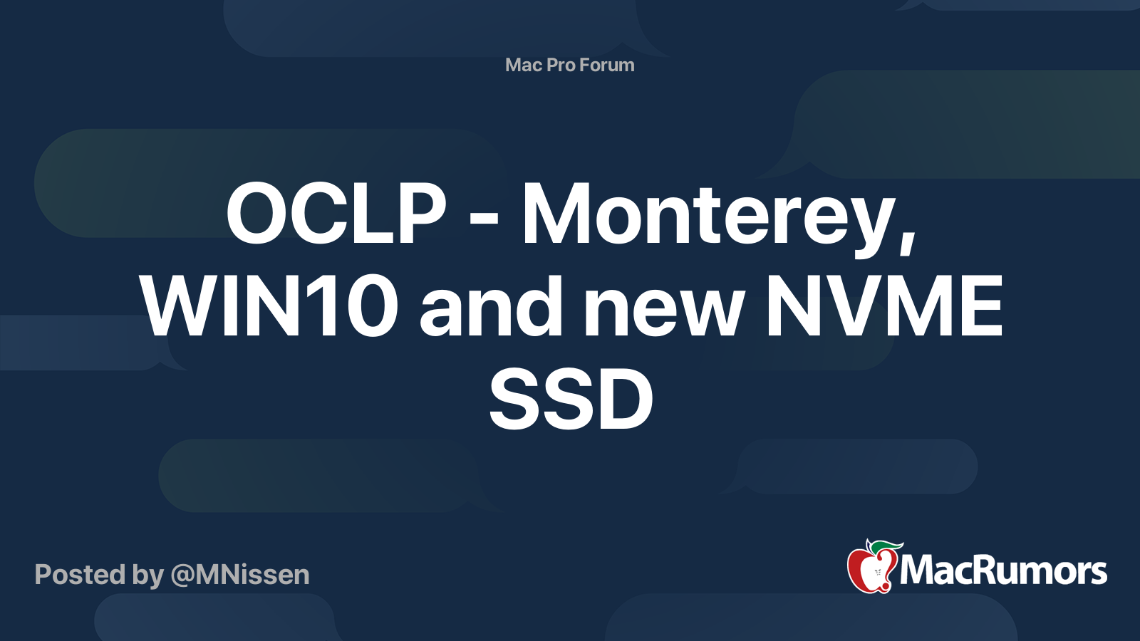 OCLP - Monterey, WIN10 and new NVME SSD | MacRumors Forums