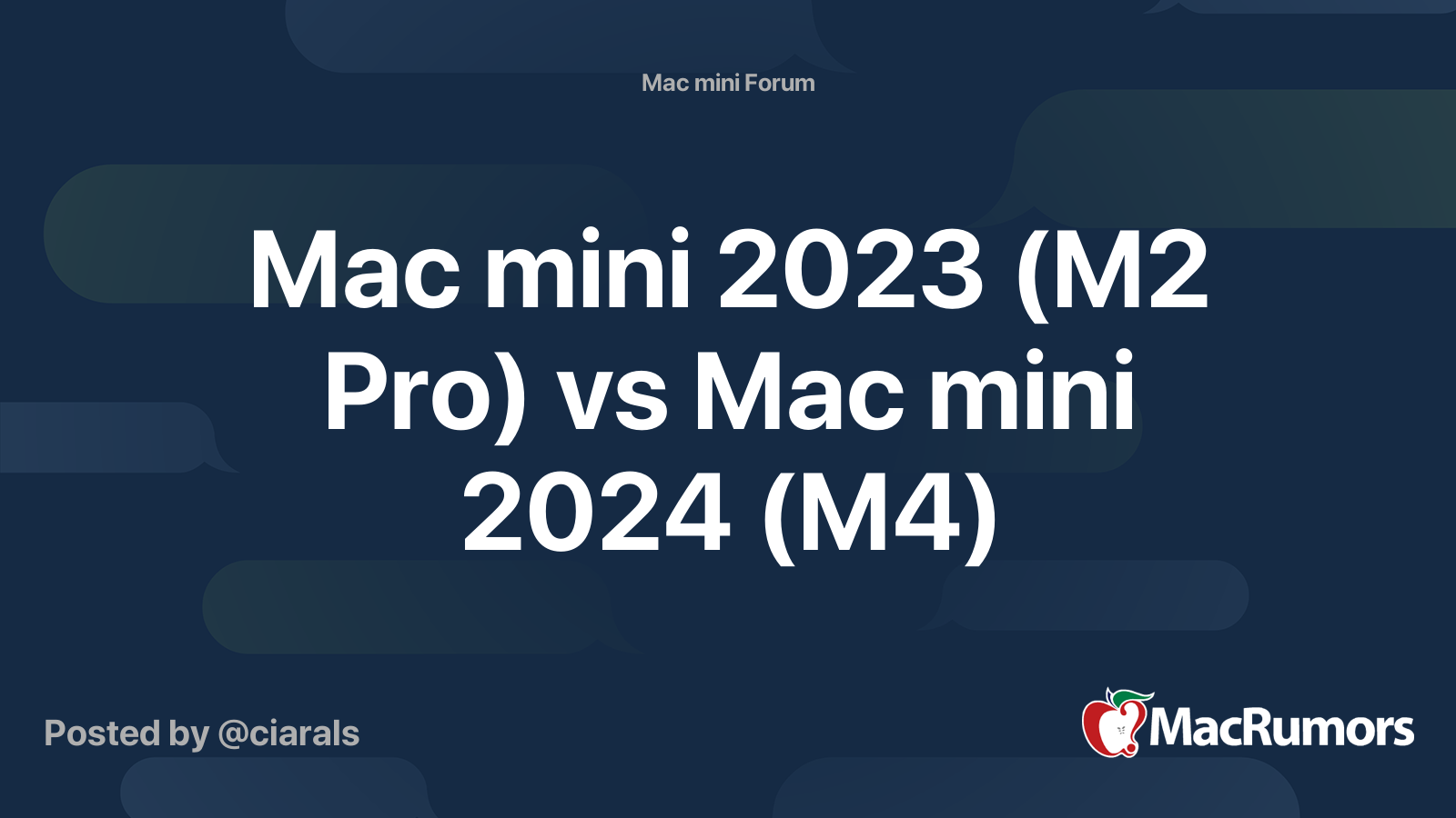 Mac mini 2023 (M2 Pro) vs Mac mini 2024 (M4) | MacRumors Forums