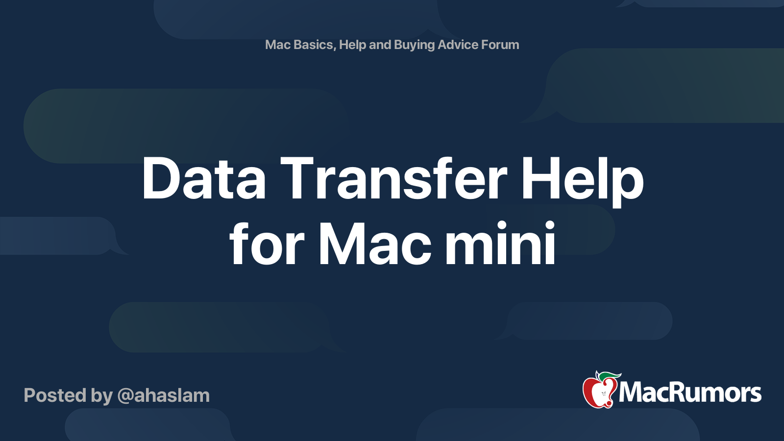 Data Transfer Help for Mac mini | MacRumors Forums