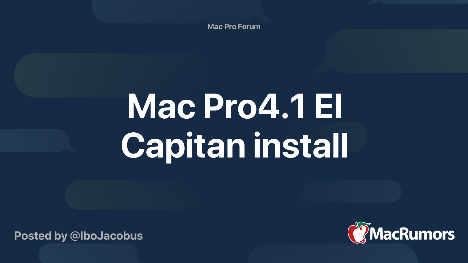 Mac Pro4.1 El Capitan install | MacRumors Forums