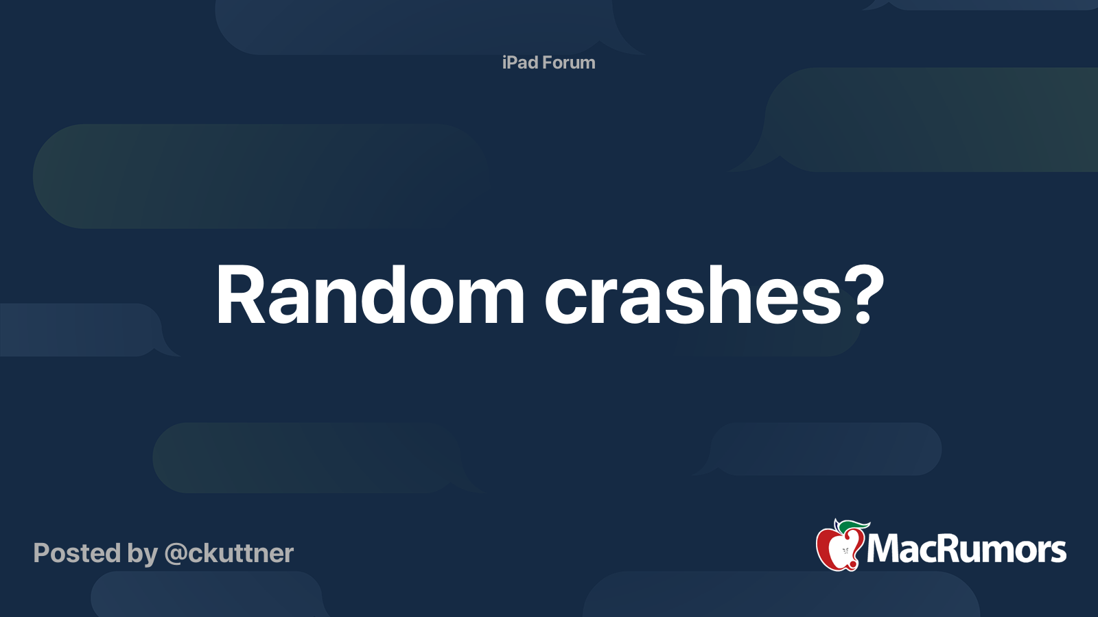 Random crashes? | MacRumors Forums