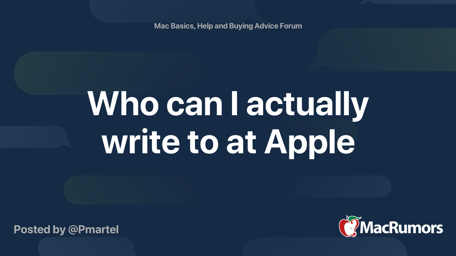 Who can I actually write to at Apple | MacRumors Forums
