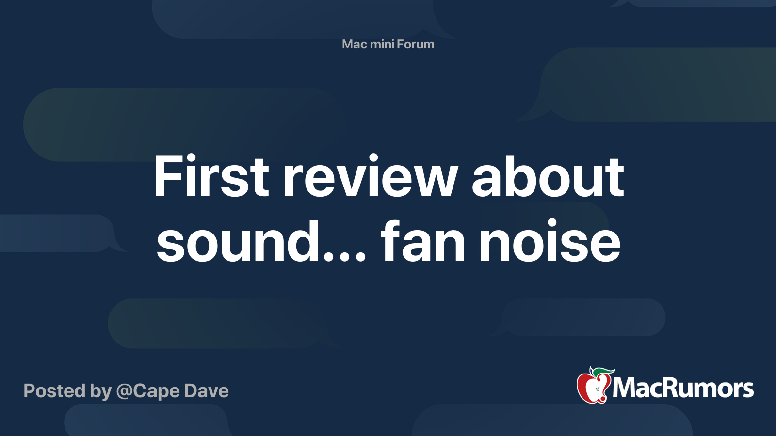 First review about sound... fan noise | MacRumors Forums