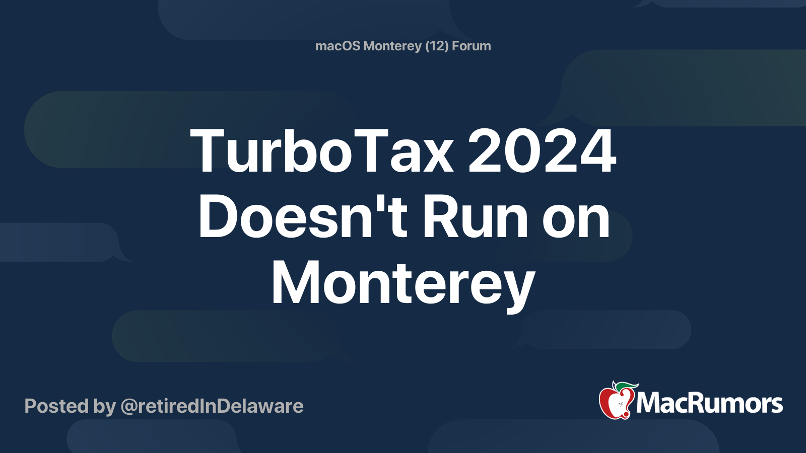 TurboTax 2024 Doesn't Run on Monterey | MacRumors Forums