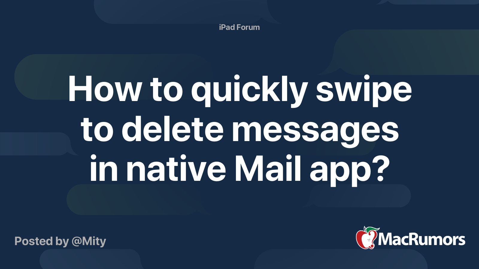 How to quickly swipe to delete messages in native Mail app? | MacRumors Forums