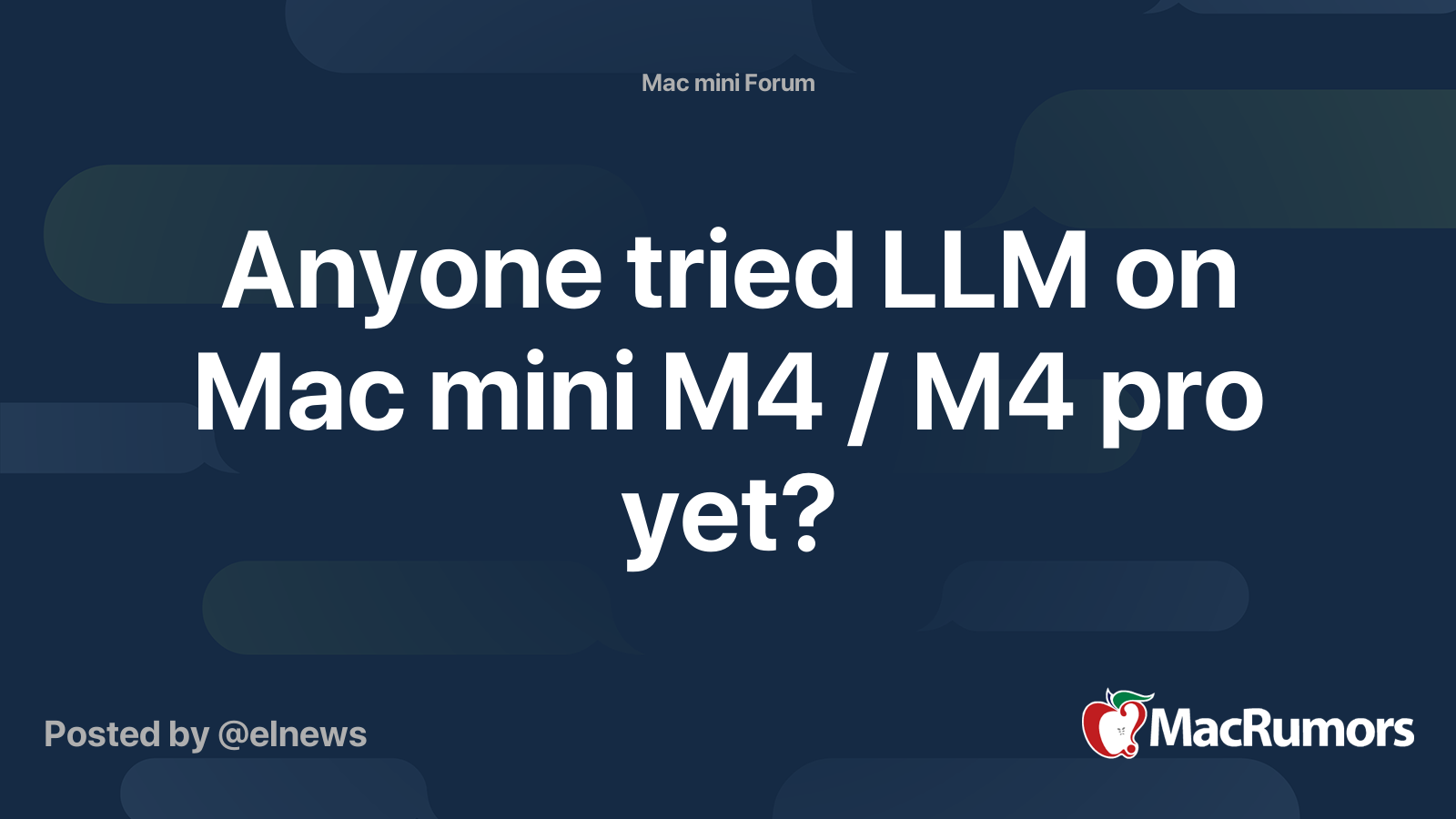 Anyone tried LLM on Mac mini M4 / M4 pro yet? | MacRumors Forums
