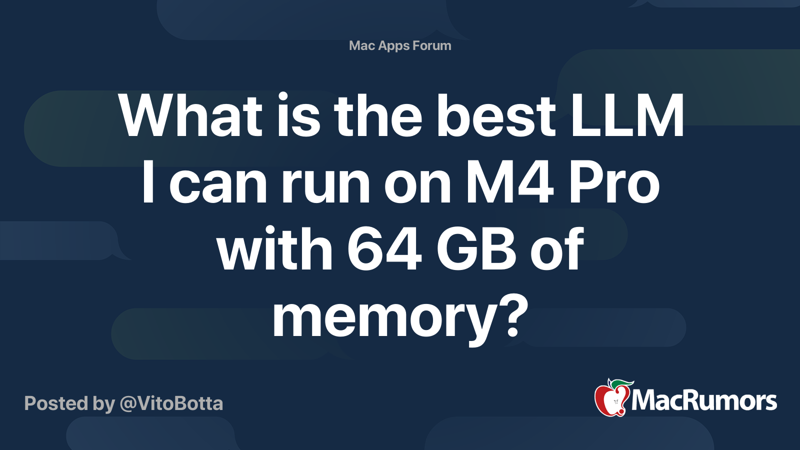 What is the best LLM I can run on M4 Pro with 64 GB of memory? | MacRumors Forums
