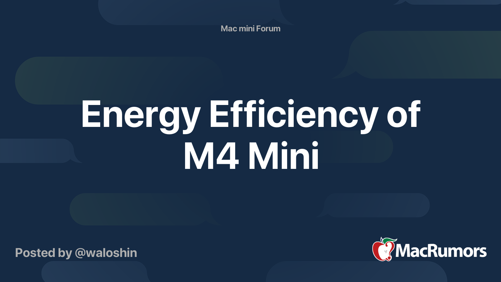Energy Efficiency of M4 Mini | MacRumors Forums