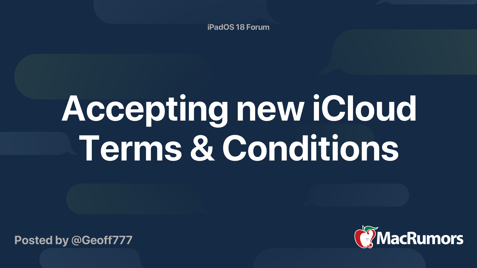 Accepting new iCloud Terms & Conditions | MacRumors Forums