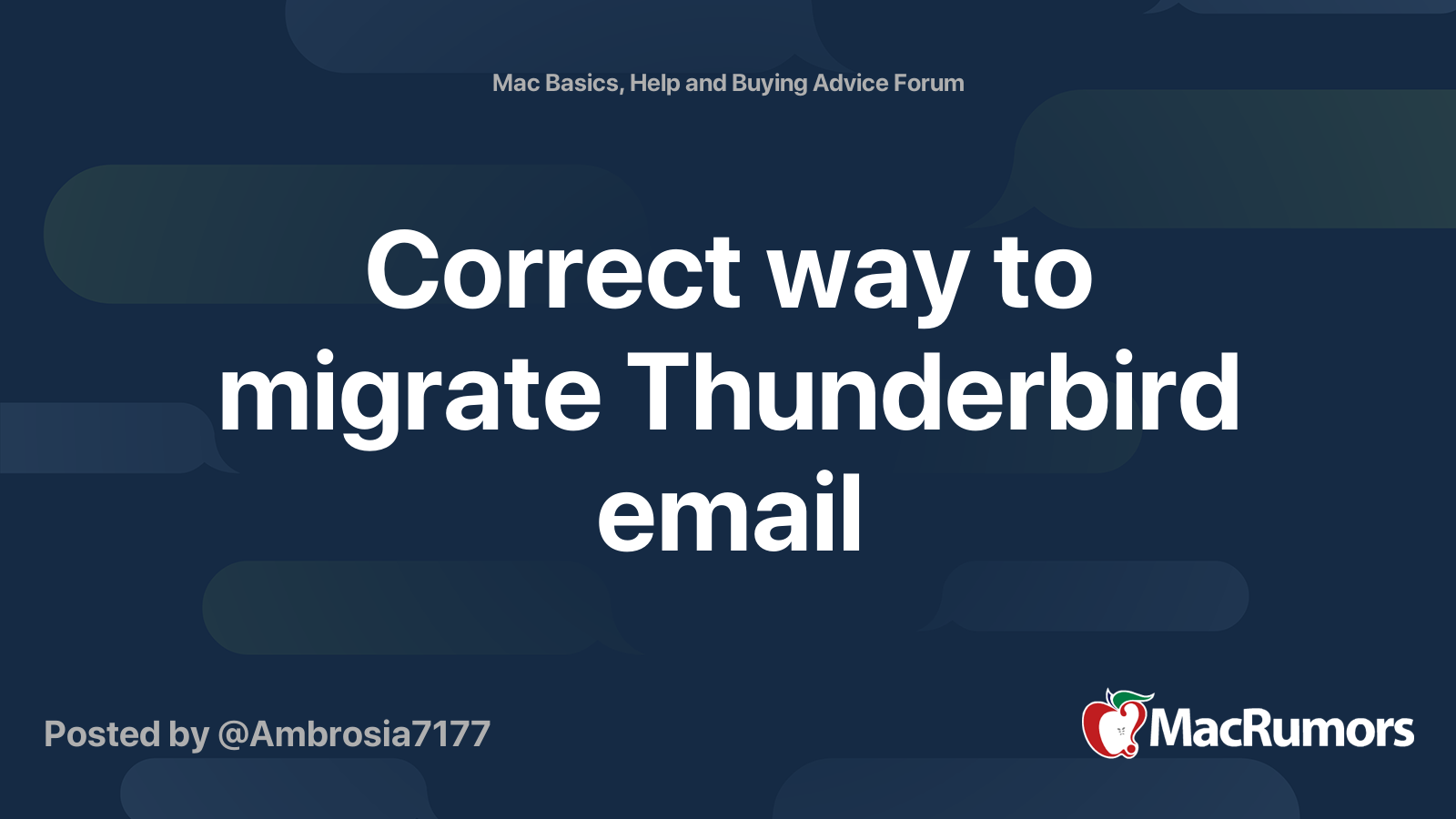 Correct way to migrate Thunderbird email | MacRumors Forums