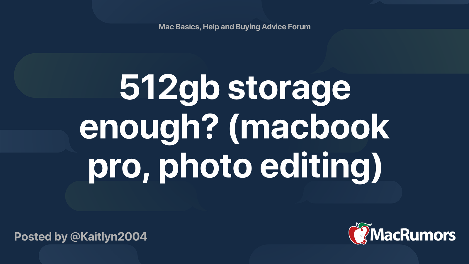 512gb storage enough? (macbook pro, photo editing) | MacRumors Forums