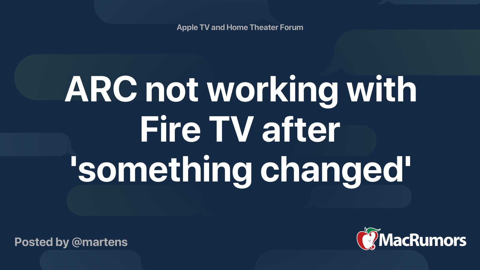 ARC not working with Fire TV after 'something changed' | MacRumors Forums