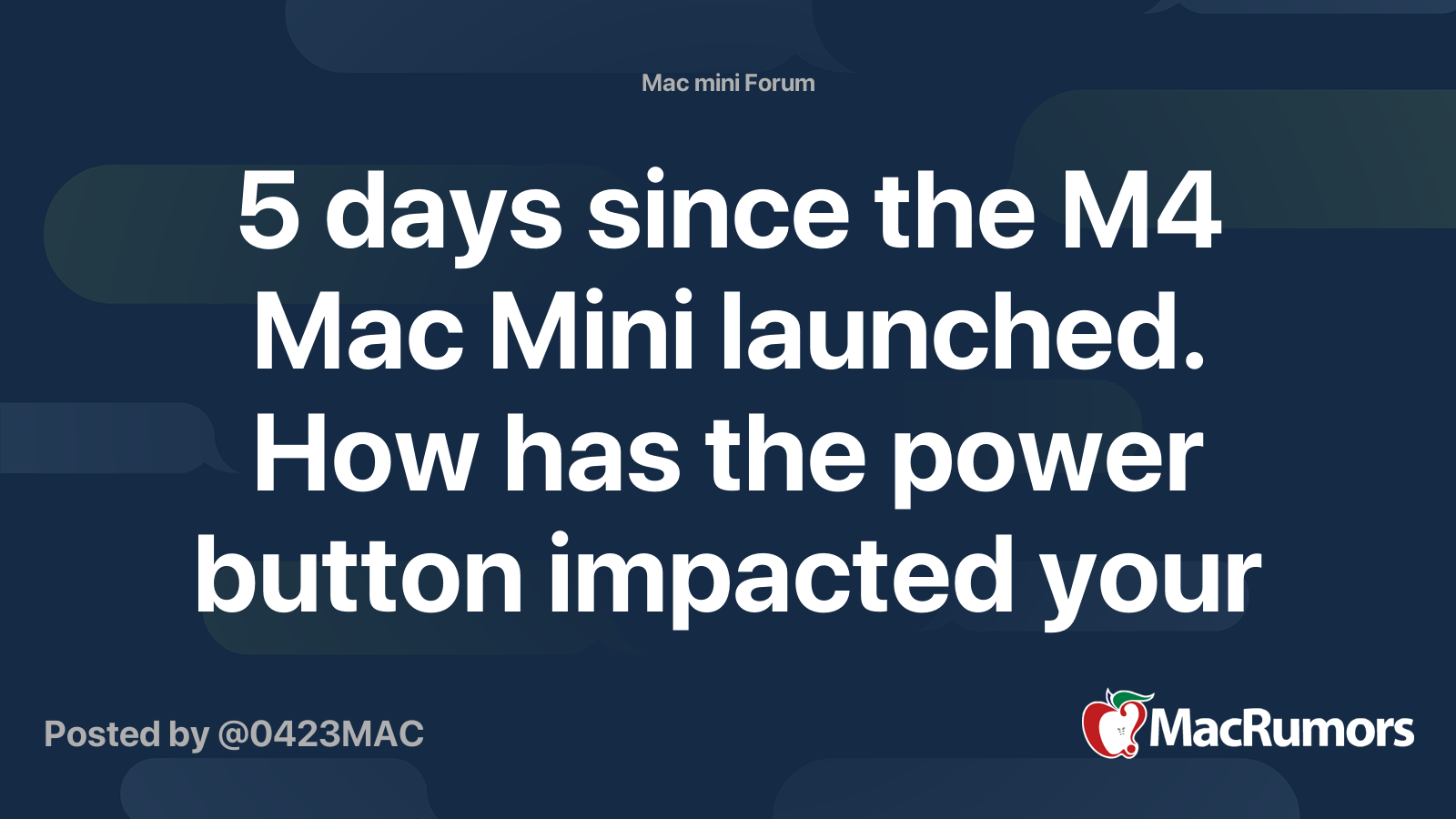 5 days since the M4 Mac Mini launched. How has the power button ...